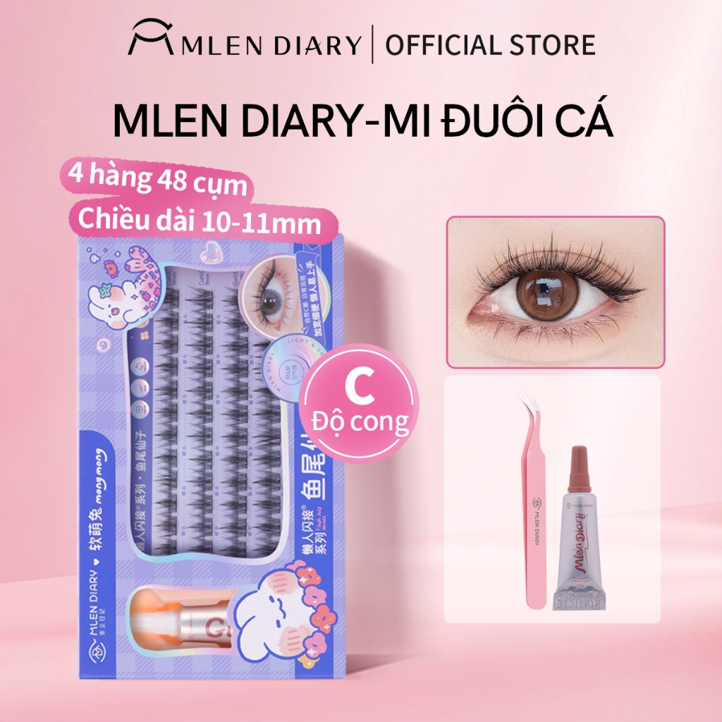Lông mi dưới Mlen Diary Tự Nhiên 10-12mm Có Thể Tái Sử Dụng Một bó lông ...