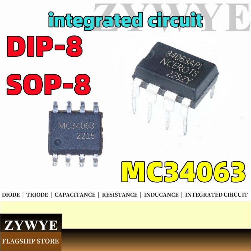 Thương Hiệu Mới MC34063API MC34063 MC34063A 34063 Chip 063AC Patch SOP8 In-Line DIP Universal ...