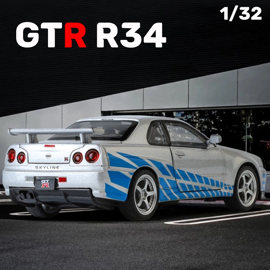 Tỉ Lệ 1: 32 Nissan GTR R34 Skyline Hợp Kim Xe Mô Hình Diecast Xe Âm ...