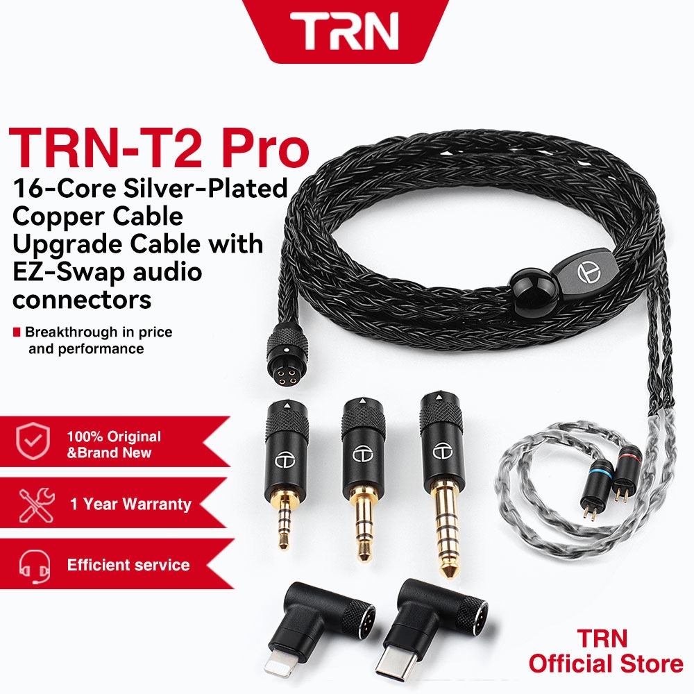 Trn T2 Pro 16 Core Mạ Bạc HIFI Tai Nghe Cáp Nâng Cấp Cho TRN MT1 KZ ZSN ...