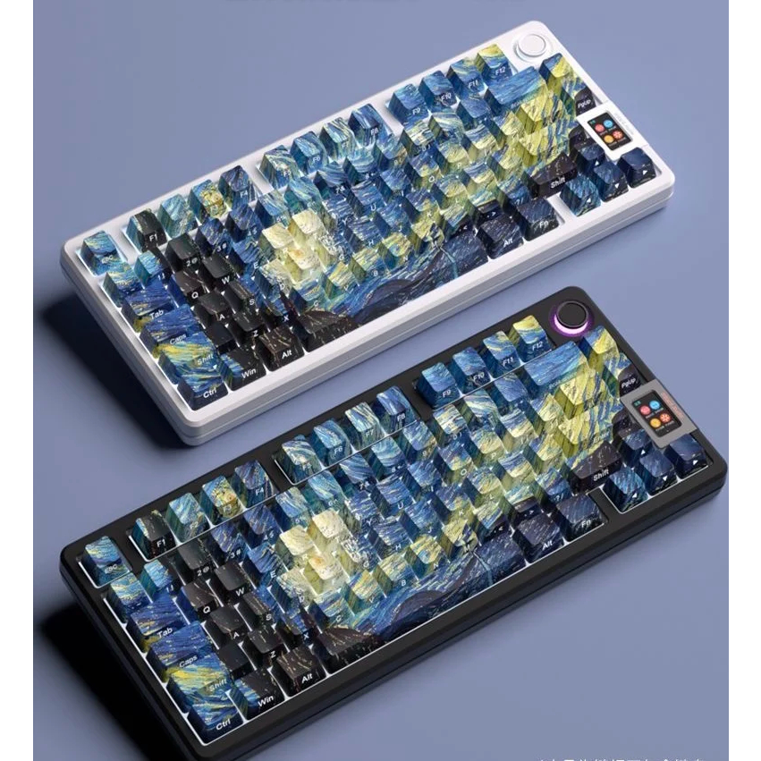 135 Phím van gogh Keycaps Trong Suốt PBT Chụp Đôi Bên In Tỏa Sáng Qua ...