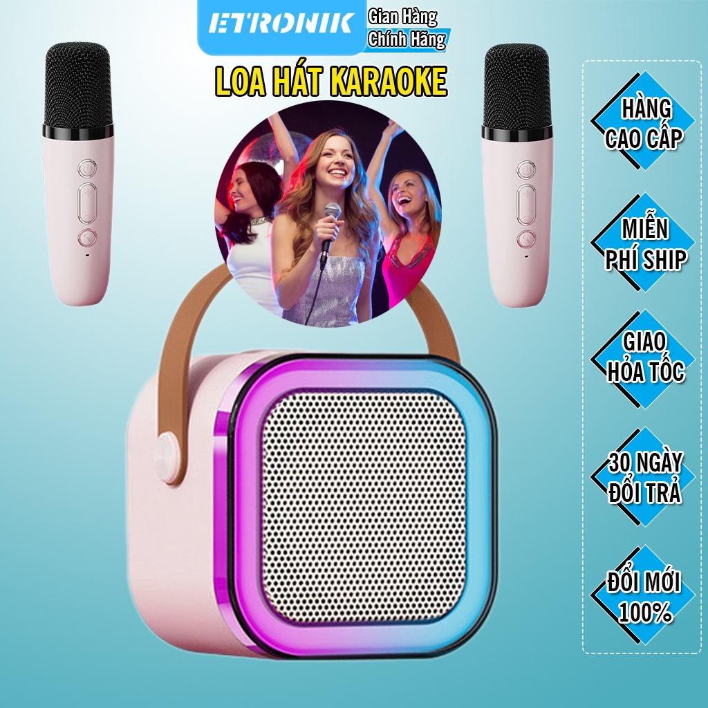 Loa karaoke Bluetooth mini K12 10W có hai micro không dây, âm thanh loa ...