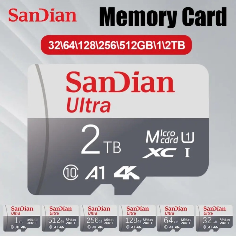 Thẻ Nhớ Mini 1TB Thẻ Micro Class 10 2TB SD / TF Flash Card 256GB Với Bộ Chuyển Đổi SD Miễn Phí ...