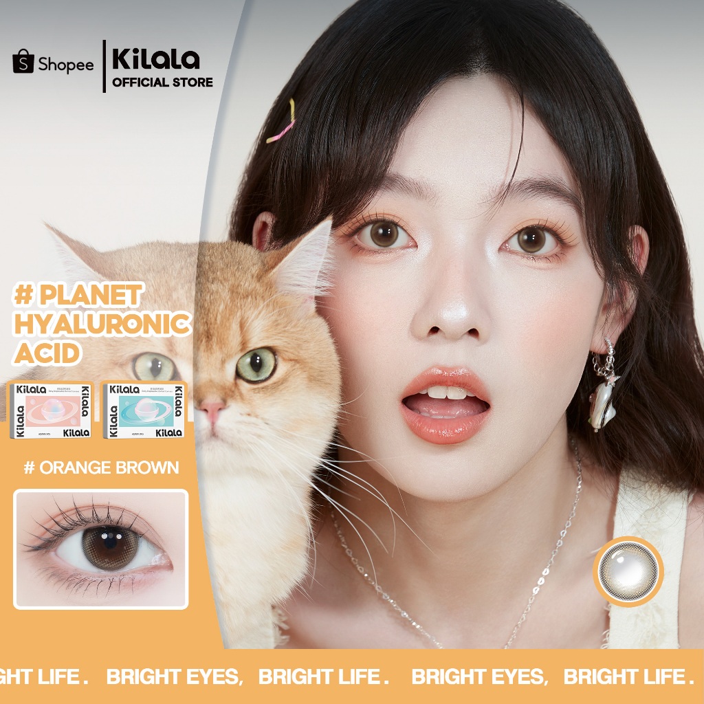 10 chiếc Kính áp tròng Kilala lens 1 ngày màu nâu Orange Brown DIA 14 ...