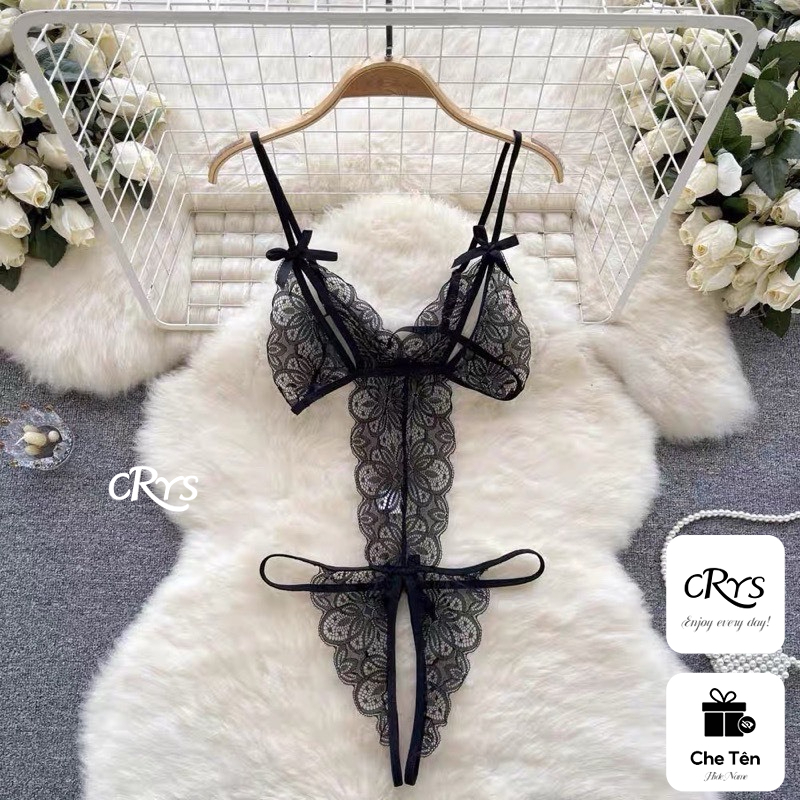 Bộ đồ ngủ ren 2 dây xuyên thấu sexy kiểu áo liền quần hở đáy khiêu gợi | Shopee Việt Nam