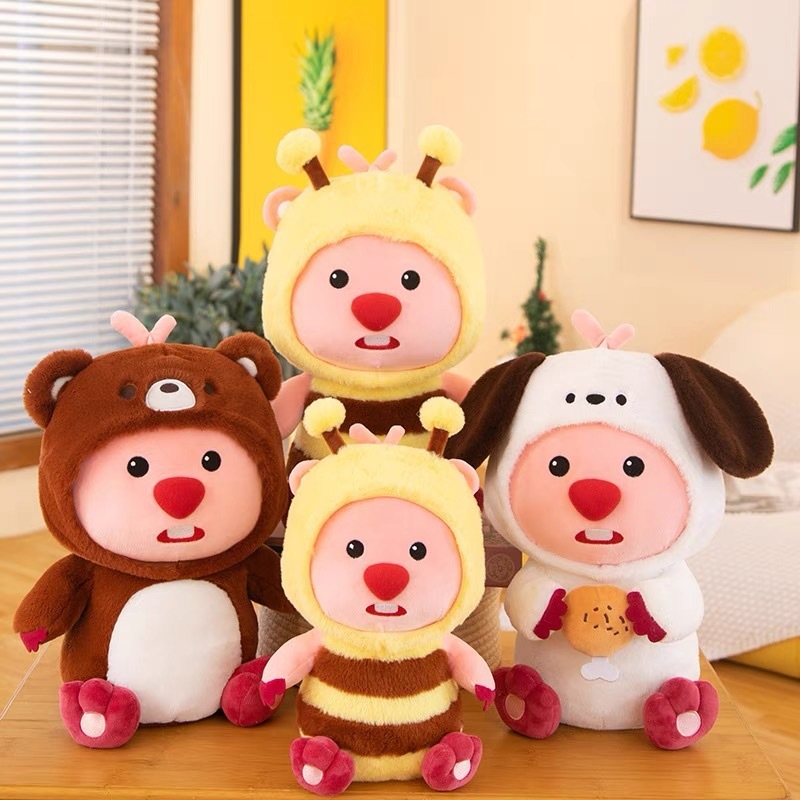 Màu hồng bever loopy gấu bông dễ thương đồ chơi búp bê sang trọng quà ...