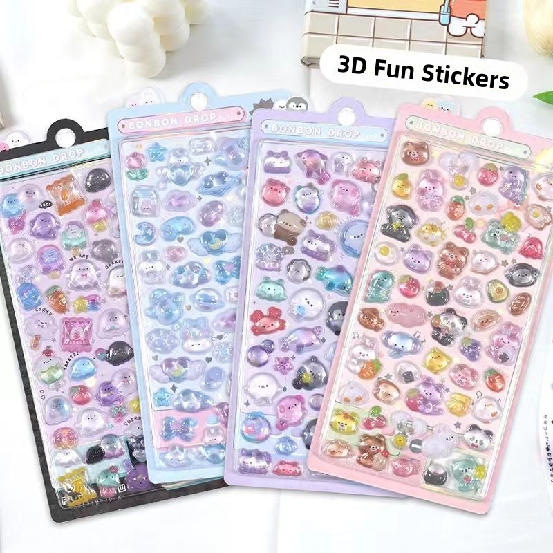 hình dán nổi 3d sticker 3d Trẻ em hoạt hình động vật mô hình stereo pha ...