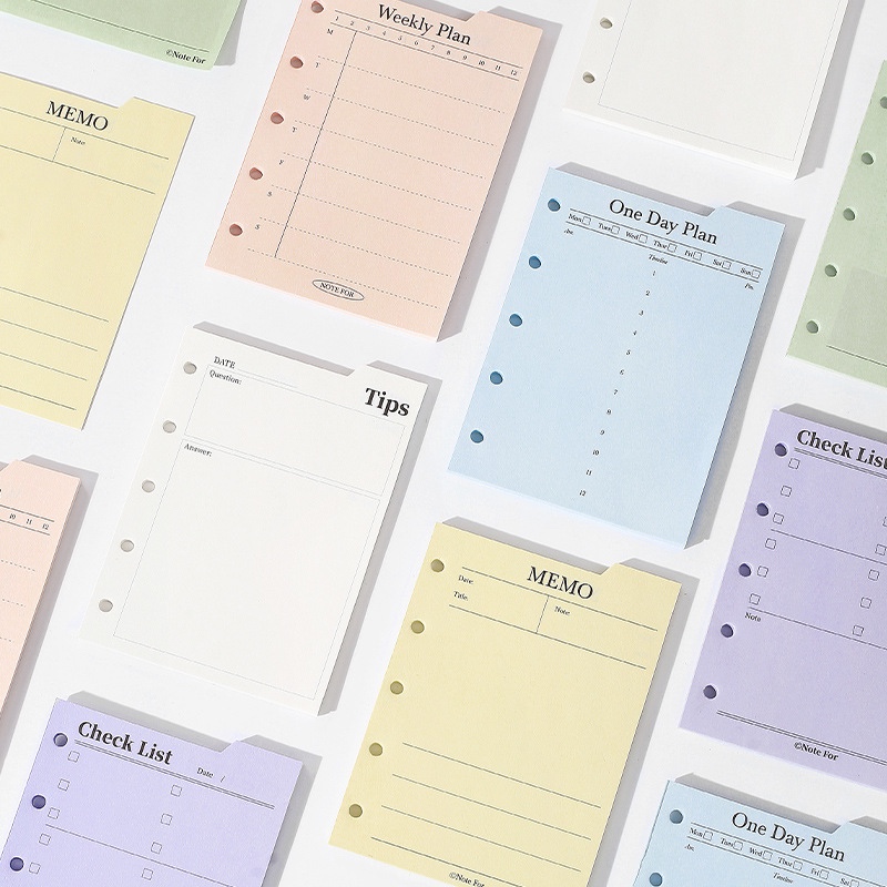 60 tờ M5 Size 5 lỗ Oneline Grogramme Loose-Leaf Index Memo Note Pad ...