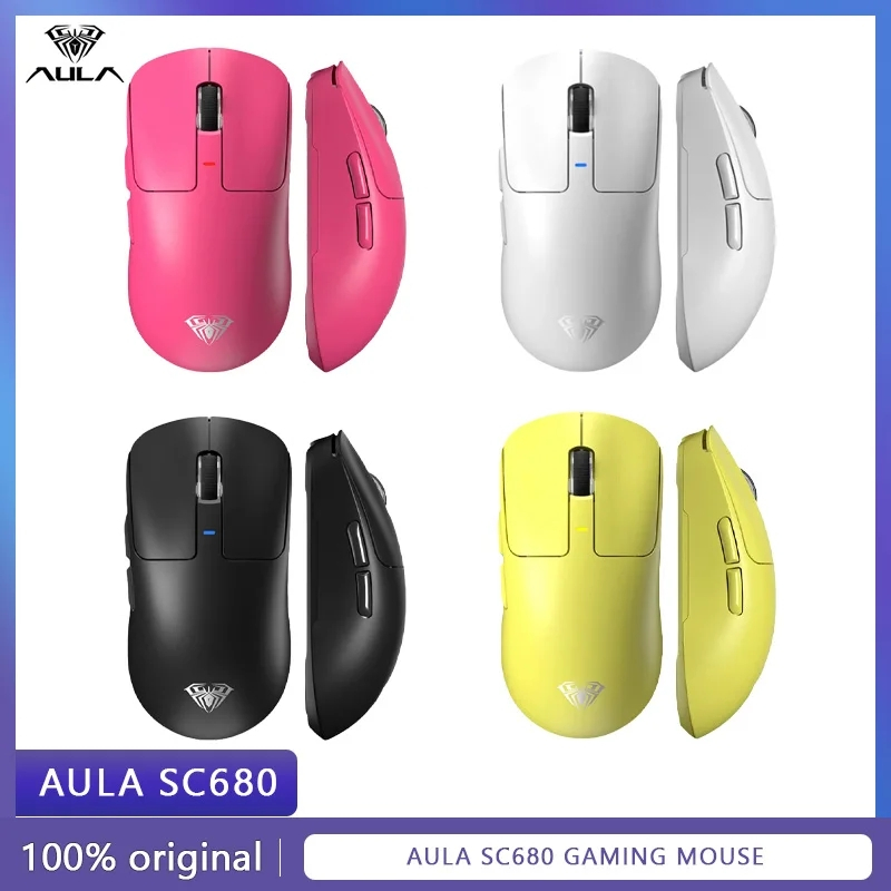 Chuột không dây AULA SC680, cảm biến PAW3395, thiết kế nhẹ 58g, thời ...