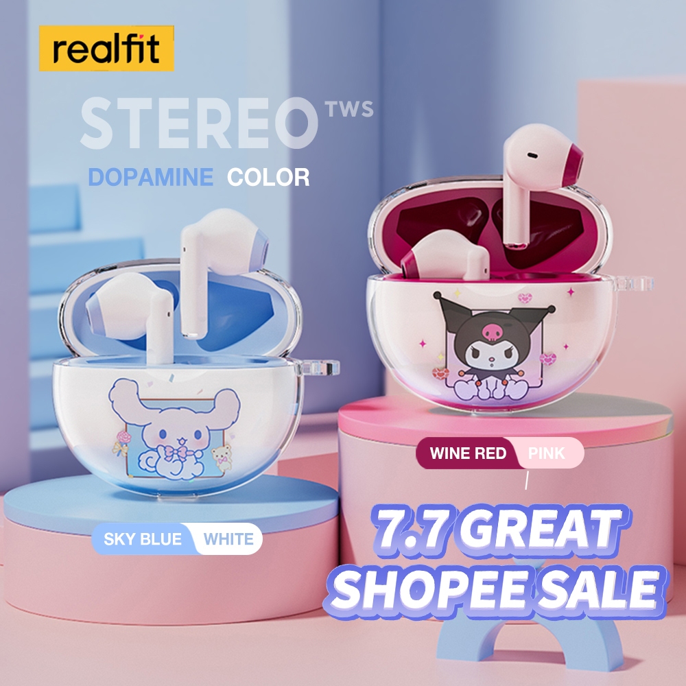 Tai nghe Bluetooth Realfit F2 Âm thanh nổi HIFI Âm trầm tuyệt vời với Mic phát lại dài 6 giờ ...