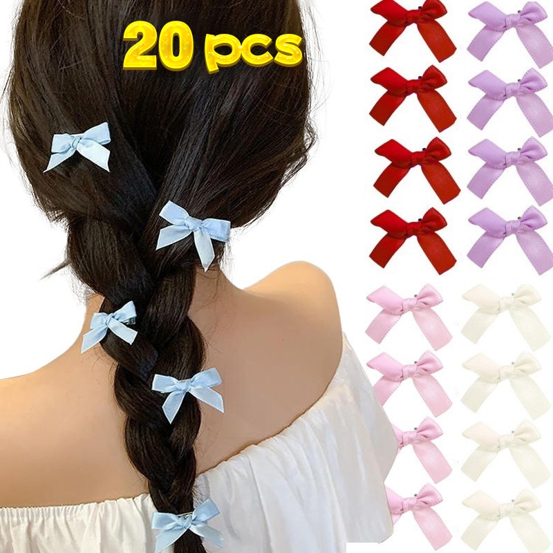 20 Chiếc 4cm Nhiều Màu Nơ Kẹp Tóc Ruy Băng Dễ Thương Mỏ Vịt Phụ Kiện Cho Bím Tóc | Shopee Việt Nam