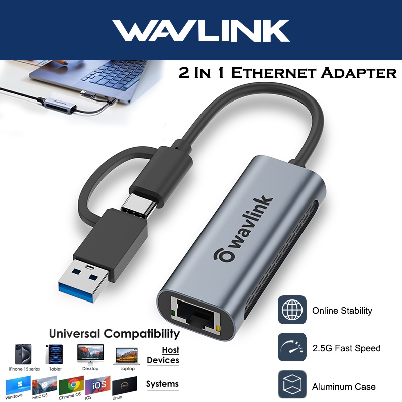 Wavlink 100 / 1000 / 2500Mbps USB sang RJ45 Gigabit Ethernet Adapter ...