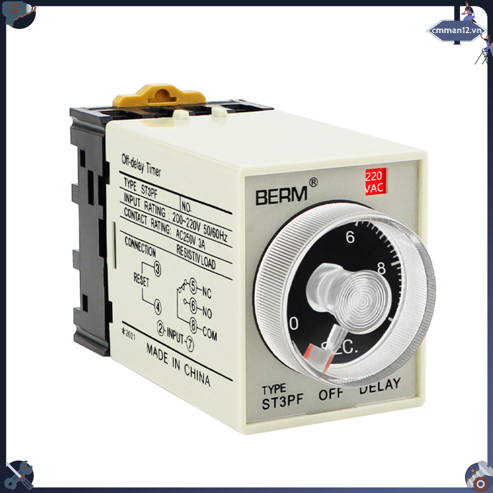[Hàng Sẵn] Rơle thời gian off delay BERM - Rơ le thời gian, Relay timer, Rơle hẹn trễ AC200-220V ...