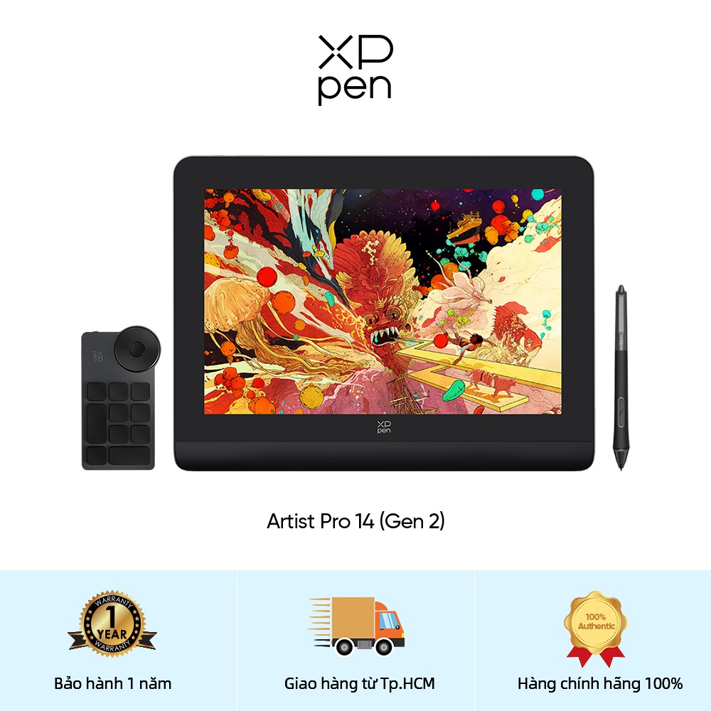 XPPen Artist Pro 14 (Gen 2) 16K Mức áp suất Màn hình máy tính bảng đồ họa Giá đỡ bàn phím miễn ...