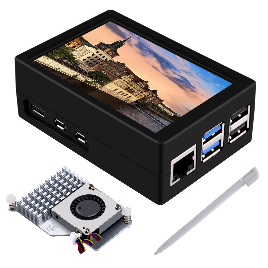 Màn hình 52Pi 3,5 Inch 480x320 pixel với vỏ ABS & Bộ làm mát chủ động cho Raspberry Pi 5 ...