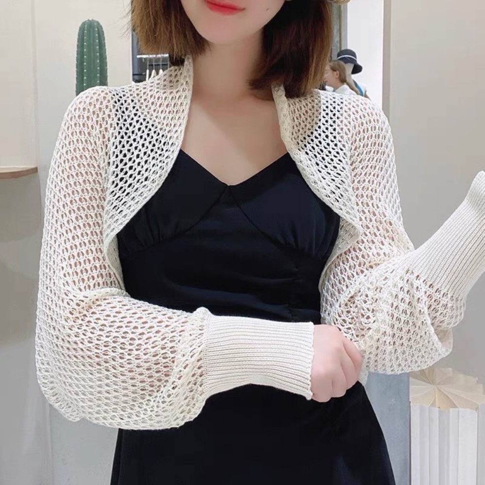 Oneri Áo khoác cadigan len lưới mỏng dáng lửng ngắn, Áo khoác len lưới ...