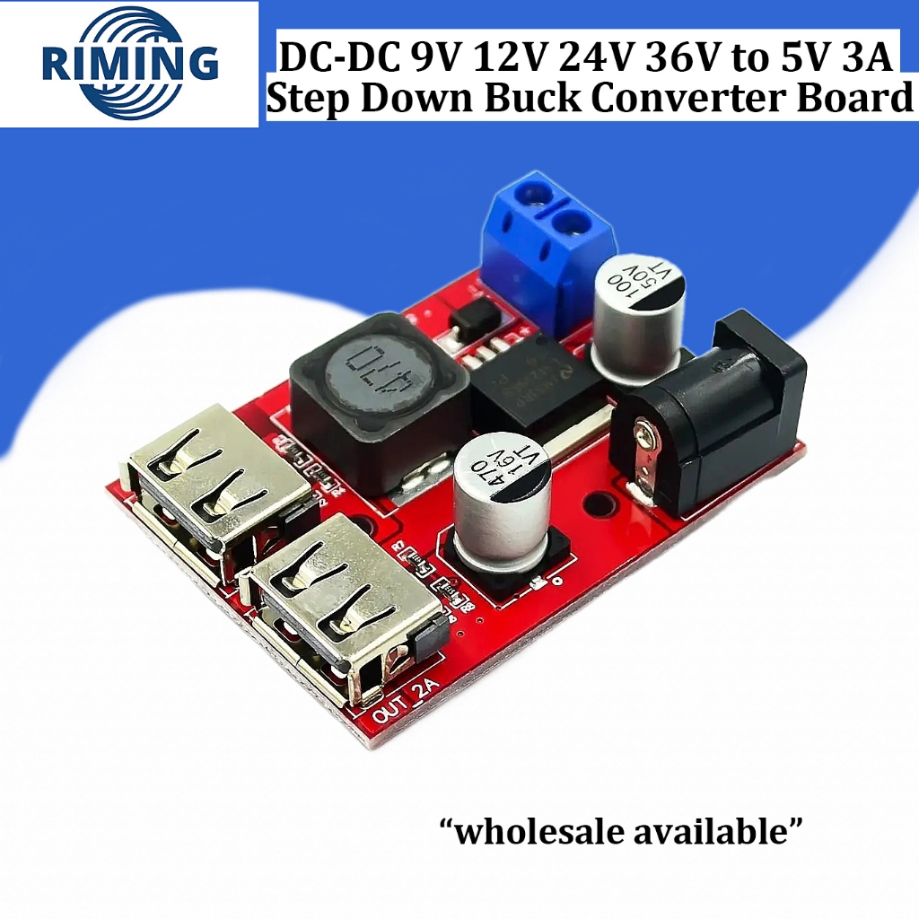Dual USB DC-DC 9V 12V 24V 36V sang 5V 3A Bước Xuống Buck Bộ Chuyển Đổi Ban Sạc Xe Hơi Mô-đun ...