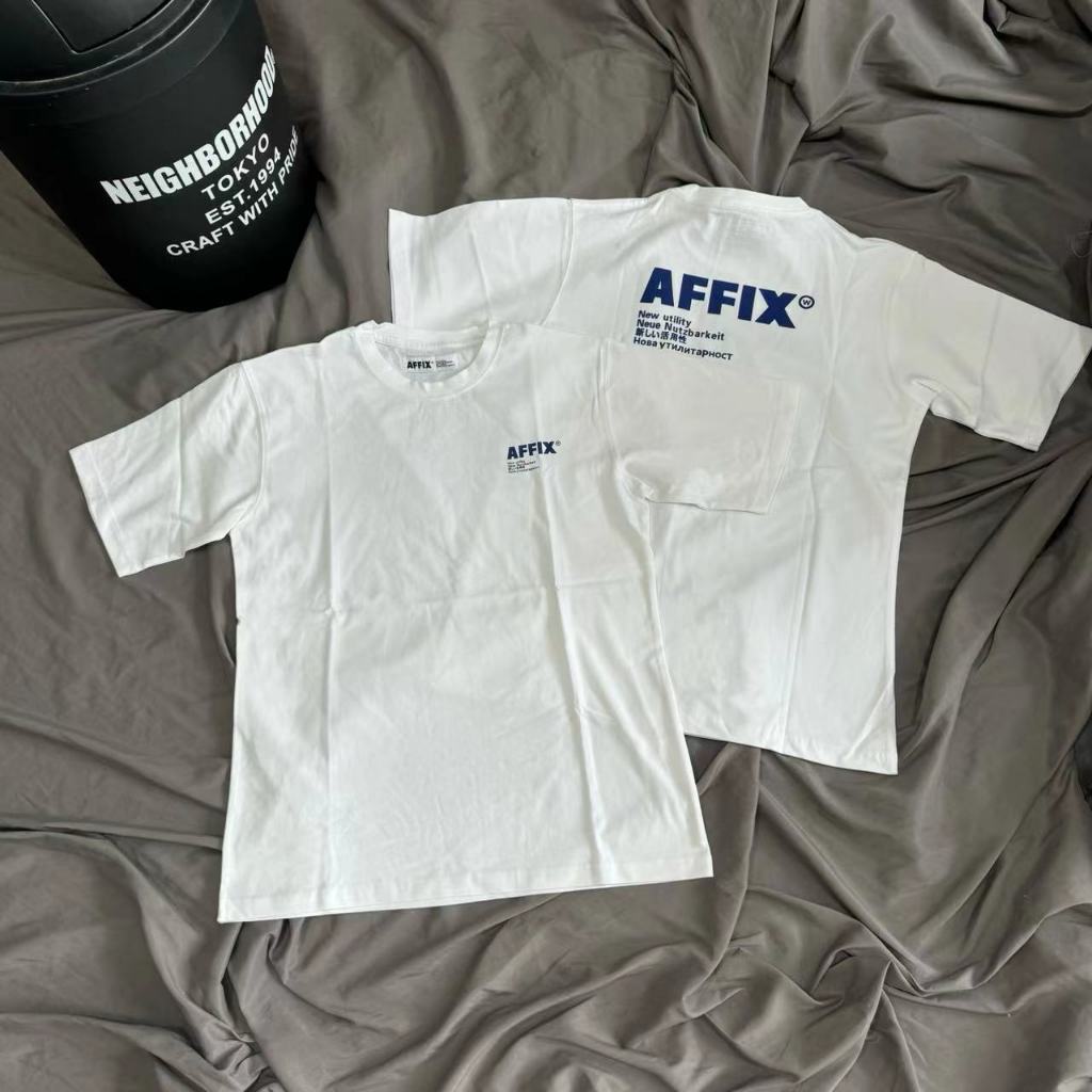 Affix WORKS KIKO Slogan Áo thun ngắn tay Phong cách cơ bản Nam Nữ Cặp đôi Phong cách ins Phong ...