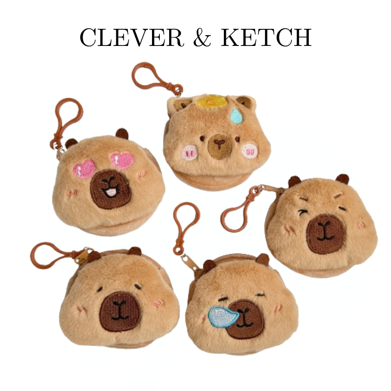CLEVER & KETCH Ví đựng tiền xu Capybara, Phim hoạt hình sang trọng Móc ...