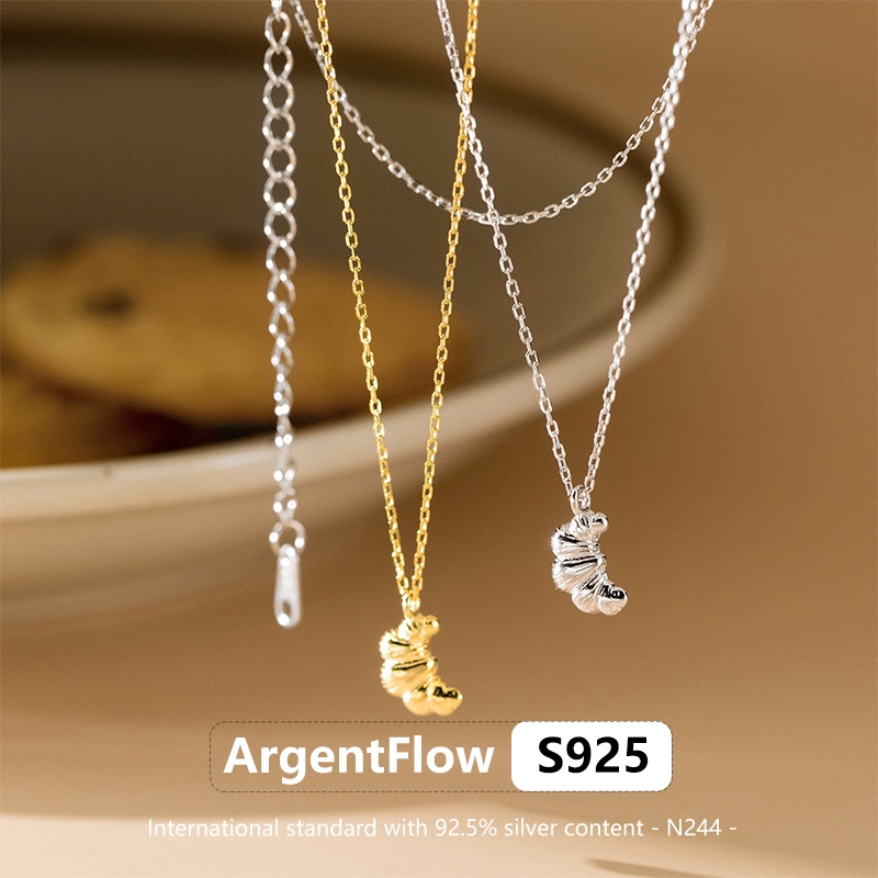 Argentflow 100% Nguyên Bản S925 Bạc Croissant Mặt Dây Chuyền Vòng Cổ Dị Ứng Miễn Phí Thời Trang ...