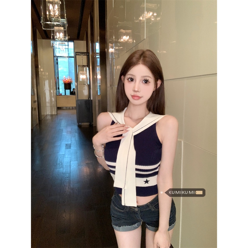 Đảo Ngày Lễ Xanh Trắng Sọc Cổ Hải Quân Streamer Slim-fit Cao Cấp Áo ...