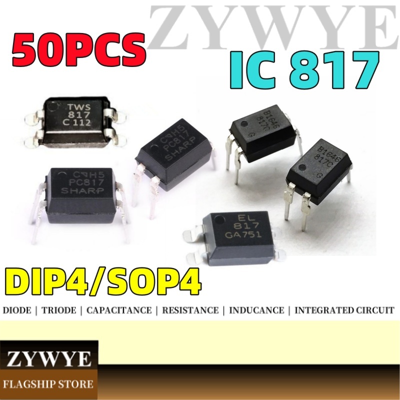 Bộ 50 LTV817 PC817 EL817 PC817C EL817C 817C EL871A B C Gear Optocoupler Patch SOP In-Line DIP-4 ...