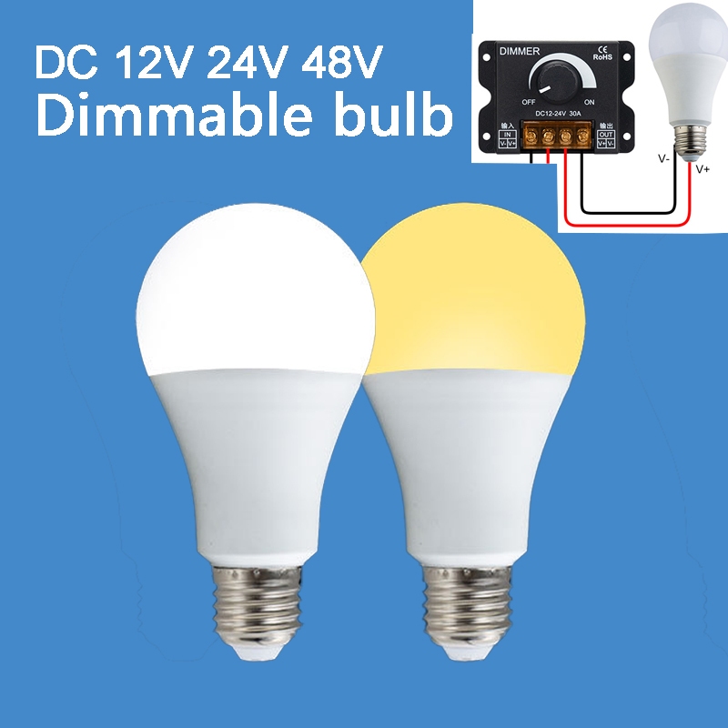 E27 DC 12V 24V 48V Có Thể Điều Chỉnh Độ Sáng Cao Bóng Đèn LED Trắng Ấm ...
