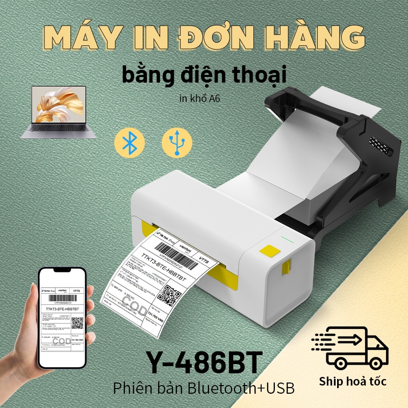 Khu vực HN Máy in nhiệt FlashLabel Y486 in đơn hàng khổ A6/A7, đơn giao hàng, mã vạch, logo tự ...