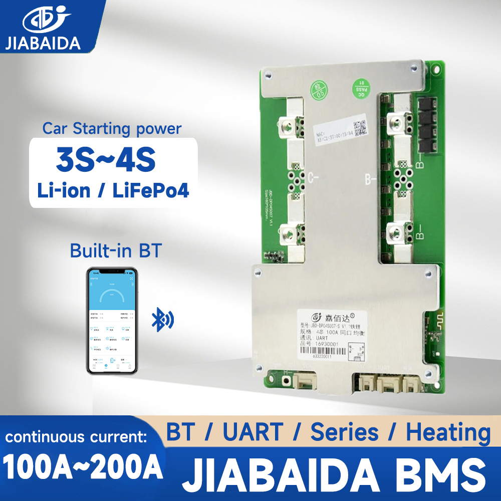 Jiabaida Smart BMS 3S 4S 12V 100A 200A LiFePo4 Pin Li-ion BMS UART Dò tưởng JBD BMS | Shopee ...