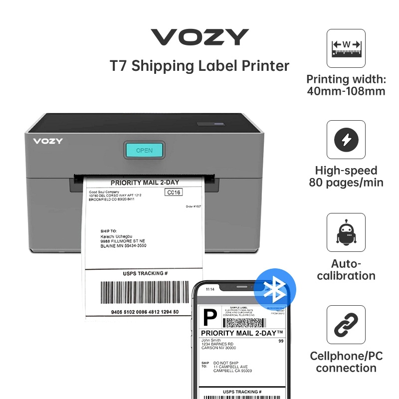 Máy In Nhiệt VOZY T7 In Khổ A6,A7 In Đơn Hàng, Phiếu Gửi, Minicode ...