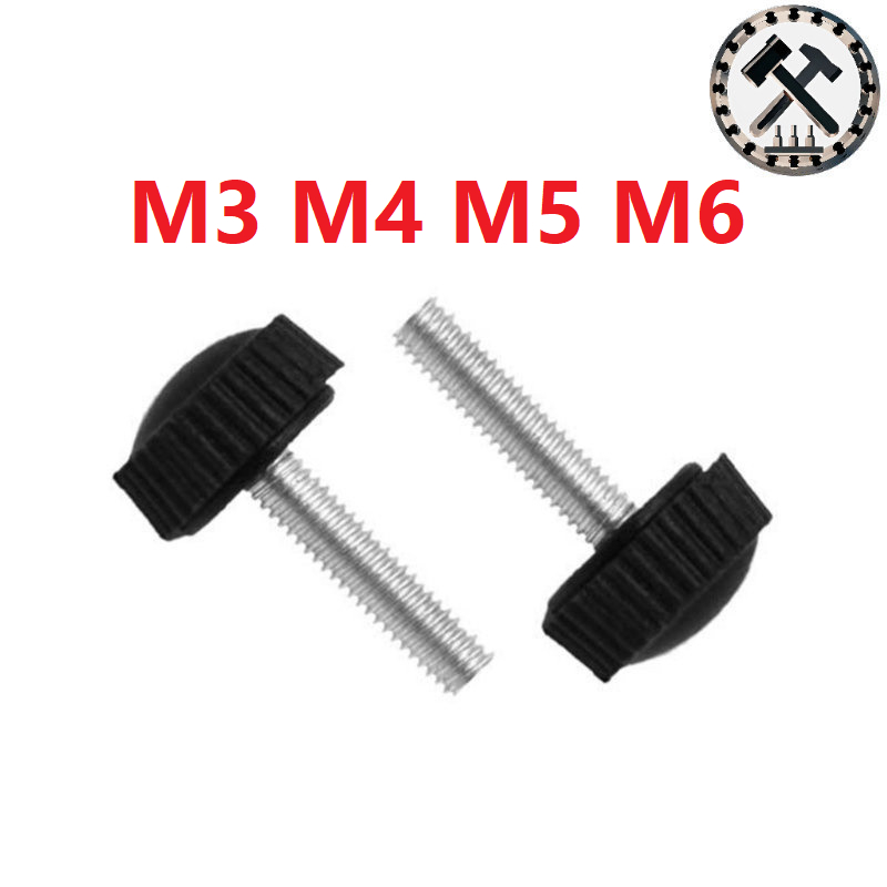 Kh 】 M4 / m5 / m6 / m8 Vít Tay Đen Đầu Cao Su Vít Hạt Thẳng Đầu Tròn Tay Cầm Bằng Nhựa Vít ...