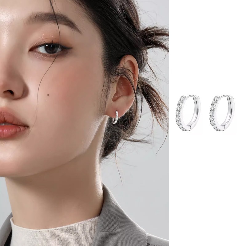 Khuyên tai xỏ WE FLOWER bạc S925 hình nơ tròn nhỏ không gây dị ứng phong cách Hàn Quốc cho nữ ...