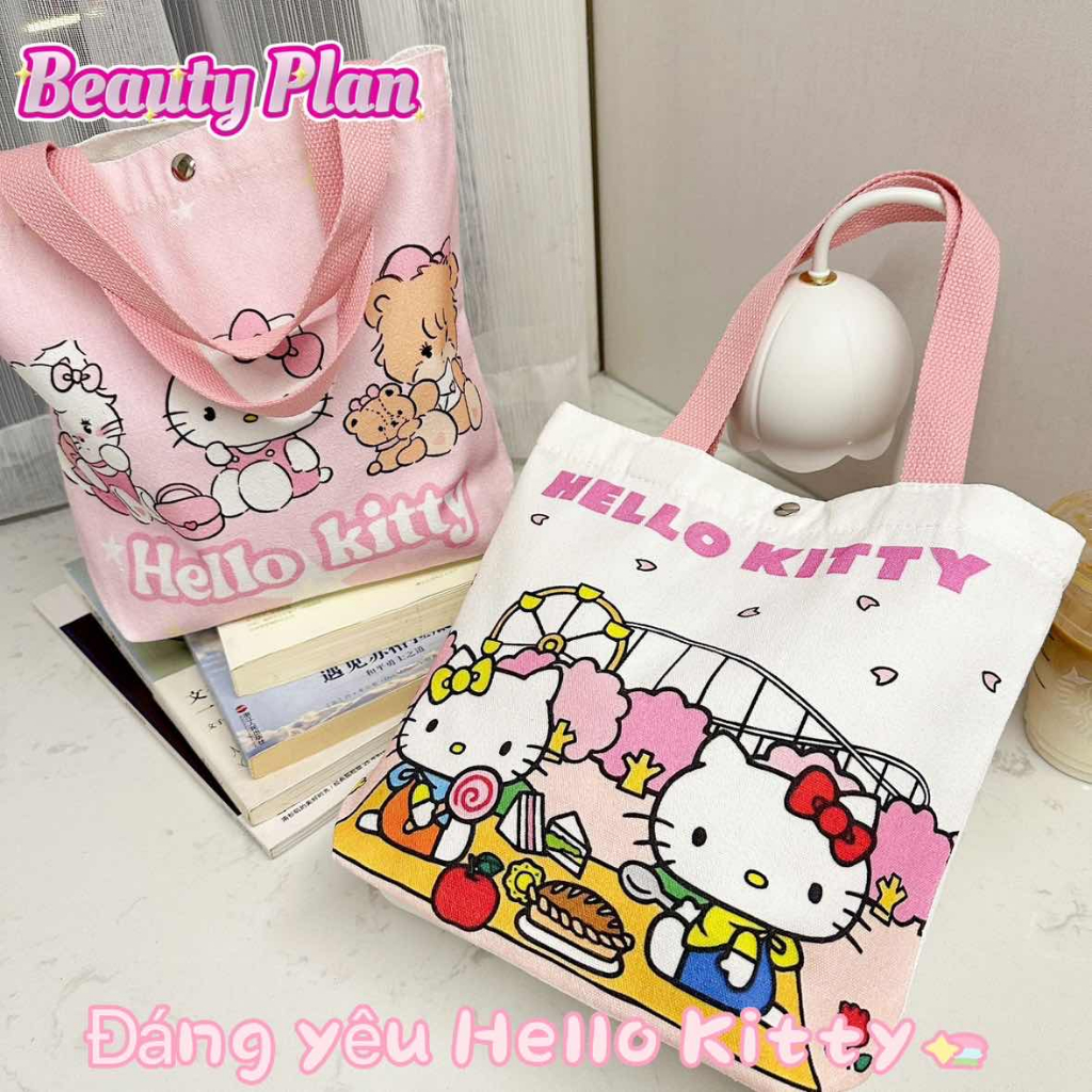 😻Hello Kitty😻Túi vải túi ăn trưa Thích hợp để mua sắm và đóng gói đồ ...