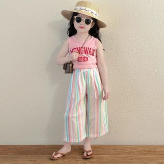 Paulababy Thời trang mùa hè cho bé gái - Bộ áo ba lỗ in chữ thanh lịch ...