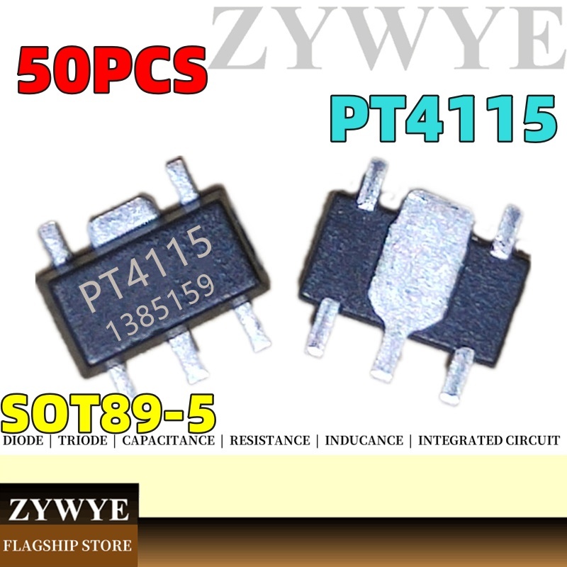 Bộ 50 PT4115 Chip SOT-89-5 30V 1.2A Tỷ lệ mờ cao LED Dòng điện không đổi Chip điều khiển chính ...