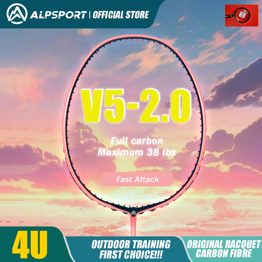 Alp V5 2.0 MXH 4U vợt cầu lông Công nghệ đệm Siêu nhẹ tấn công Sợi ...