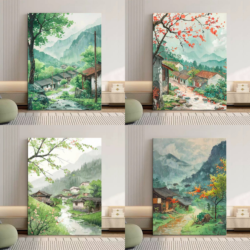 【ORFON】 30×40cm/40×50cm tranh số hoá/Vẽ kỹ thuật số DIY/Núi Trung Quốc/Trang trí nghệ thuật ...