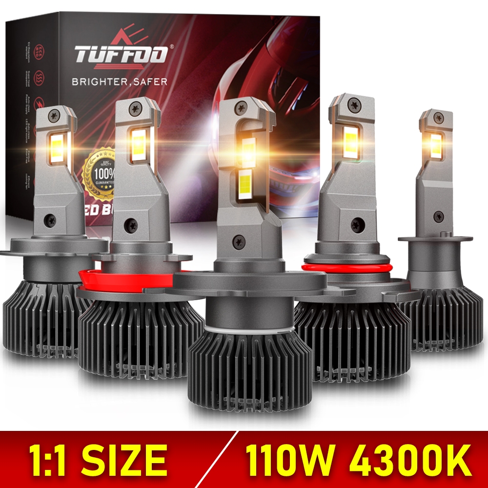 Tuffoo 2 CÁI [Kích thước nhỏ] Bóng đèn pha LED ô tô 4300K Trắng ấm 110W 24000LM H4 / H7 / H11 ...