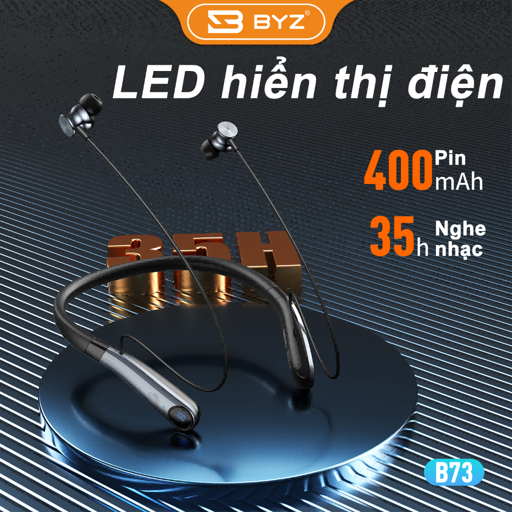 Tai nghe Bluetooth đeo cổ thông minh BYZ B73 kết nối hai điện thoại ...