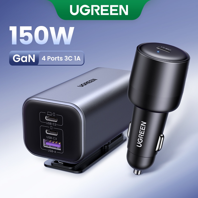Ugreen GaN 150W Max 4 Cổng PD3.1 140W Sạc Xe Hơi Nhanh Cho Macbook, iPad, iPhone 15 Pro Max, 14 ...