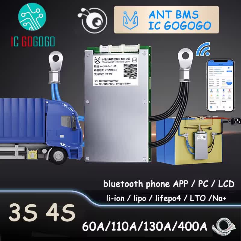 Thông Minh 4S ANT BMS 12V 60A 400A 110A 130A 1000A Lifepo4 li-ion Lipo ...