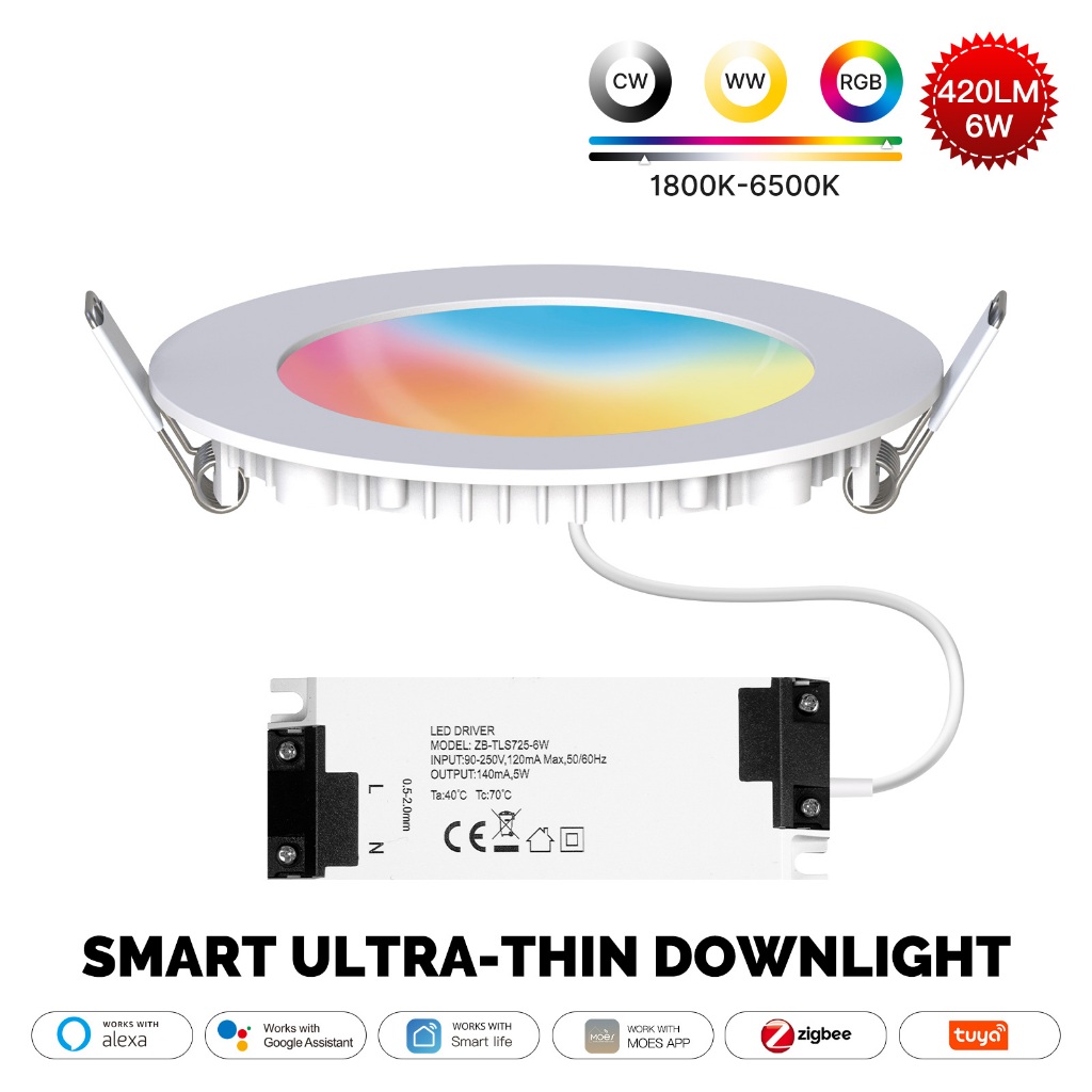 Zigbee Downlight Tuya Thin Dim Spot Lamp 6W RGB Thay đổi ánh sáng mát ...