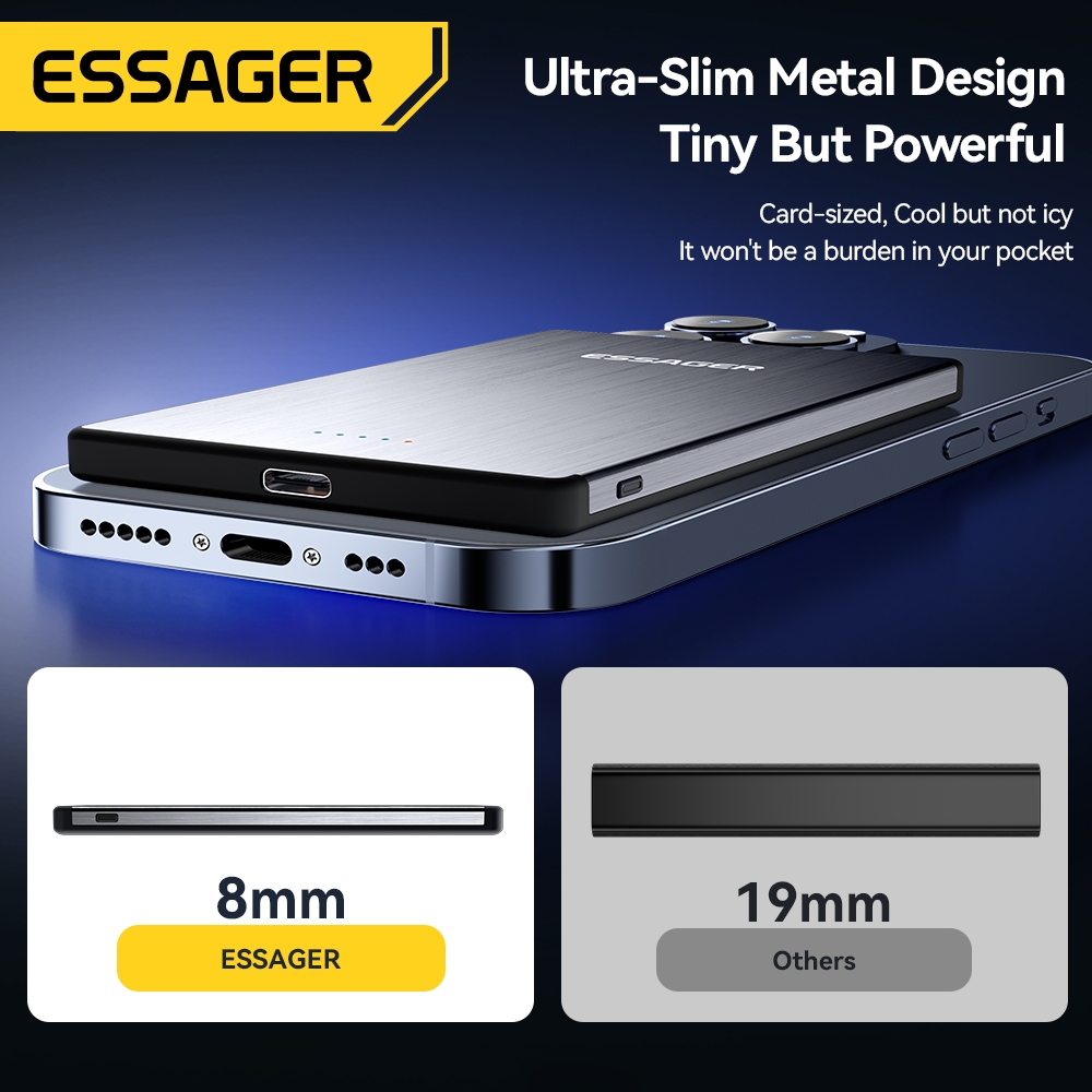 Essager S 5000mAh sạc không dây từ tính Bề mặt kim loại chải 15W Sạc ...