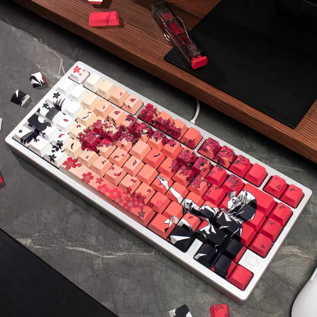 131 Phím Sakura Keycaps Cherry Chiều cao PBT Chất liệu Truyền ánh light ...