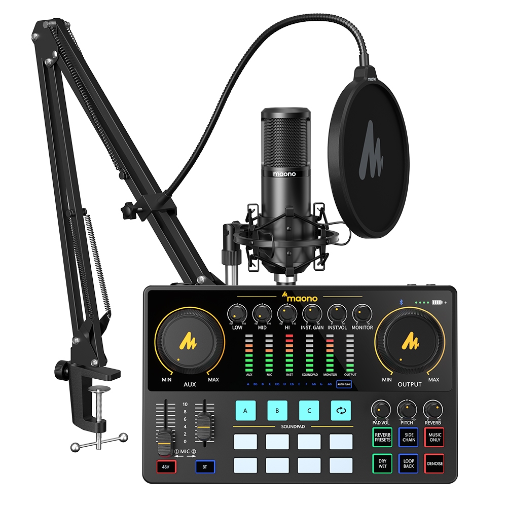 Bộ micro điện dung card âm thanh MAONO AME2 studio nguồn điện Phantom ...
