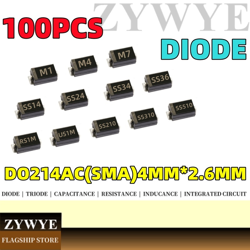 100 Chiếc M1 M4 M7 SAM Diode SMA SS14 SS310 SS210 SS110 SS24 SS26 SS36 ES1D ES2D ES1J ES2J M2 ...