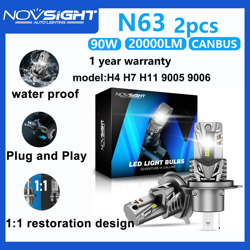NOVSIGHT 2 chiếc 90W 6500K 20000LM SỐ LƯỢNG 1: 1 với đèn LED ô tô quạt ...