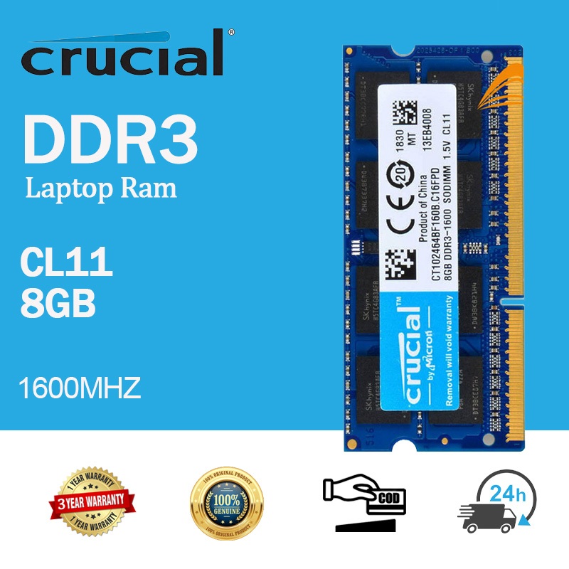 CRUCIAL 8gb RAM ddr3 1600mhz ram 2rx8 pc3-12800s 1.5v 204pin ram Thẻ ...