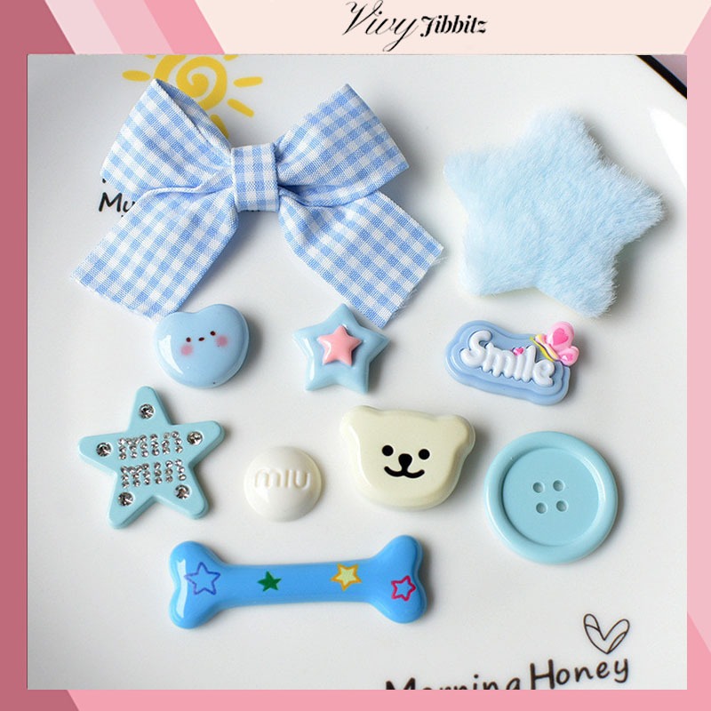 Jibbitz Crocs Charm Dép Crocs 3D Dopamine Màu Xanh Nơ Diy Sticker Dép ...