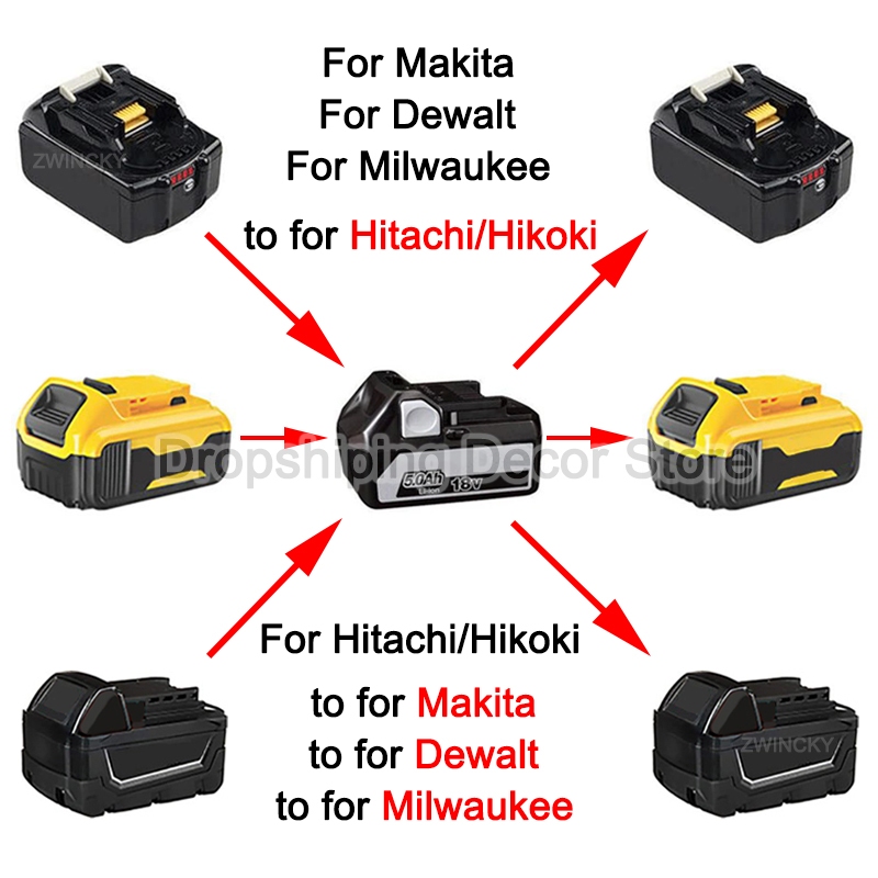 Bộ Chuyển Đổi Pin Cho Hitachi/Hikoki Chuyển Đổi Sang Makita/Dewalt/Milwaukee, Cho Makita/Dewalt ...